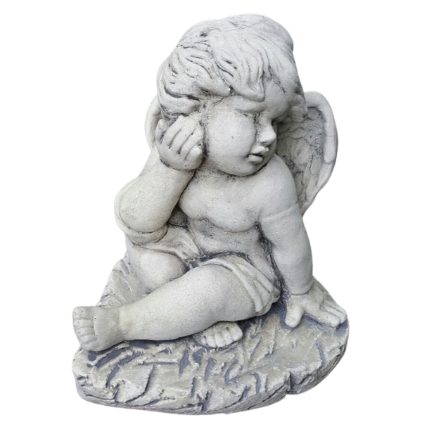 Cherub Holding Face Statue