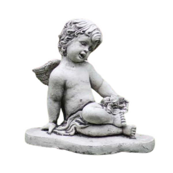 Cherub Holding Flowers Statue