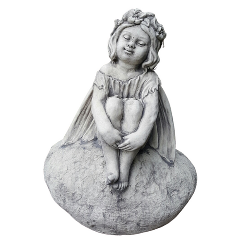 Fairy on Boulder Legs Straight Statue