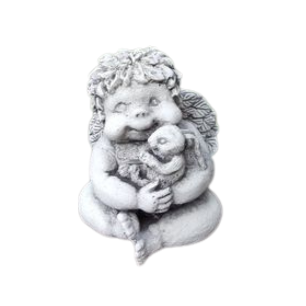 Tiny Cherub With Rabbit Statue